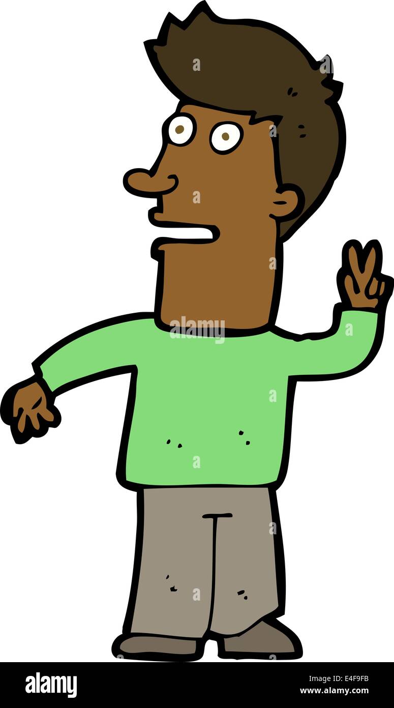 cartoon man making peace sign Stock Vector Image & Art - Alamy