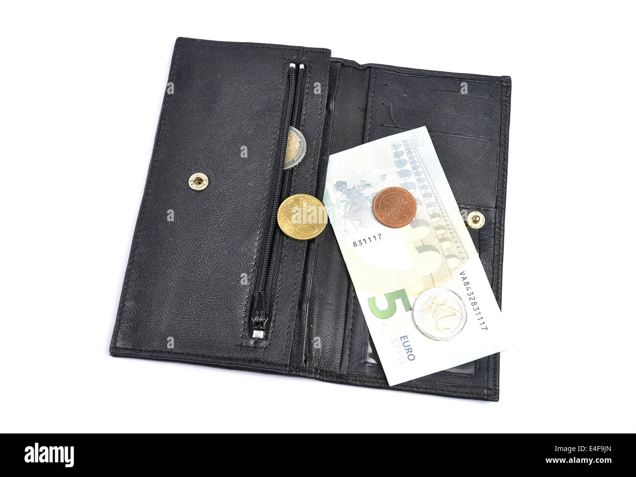 Euro coin on purse Cut Out Stock Images & Pictures - Alamy