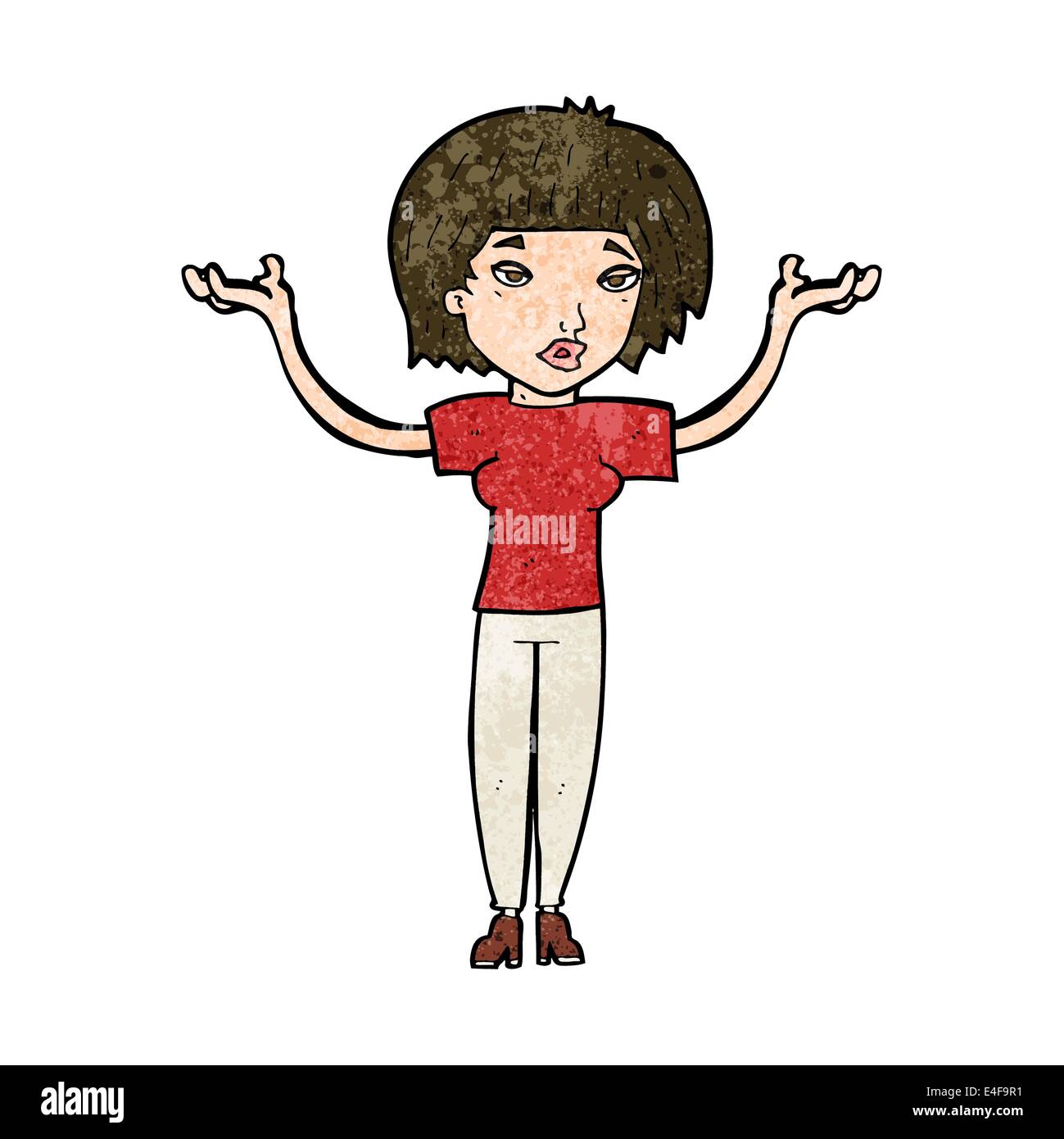 Cartoon woman shrugging shoulders Cut Out Stock Images & Pictures - Alamy