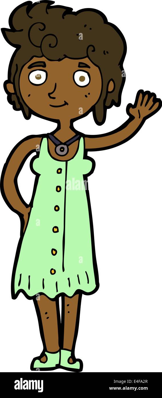 cartoon hippie woman waving Stock Vector Image & Art - Alamy