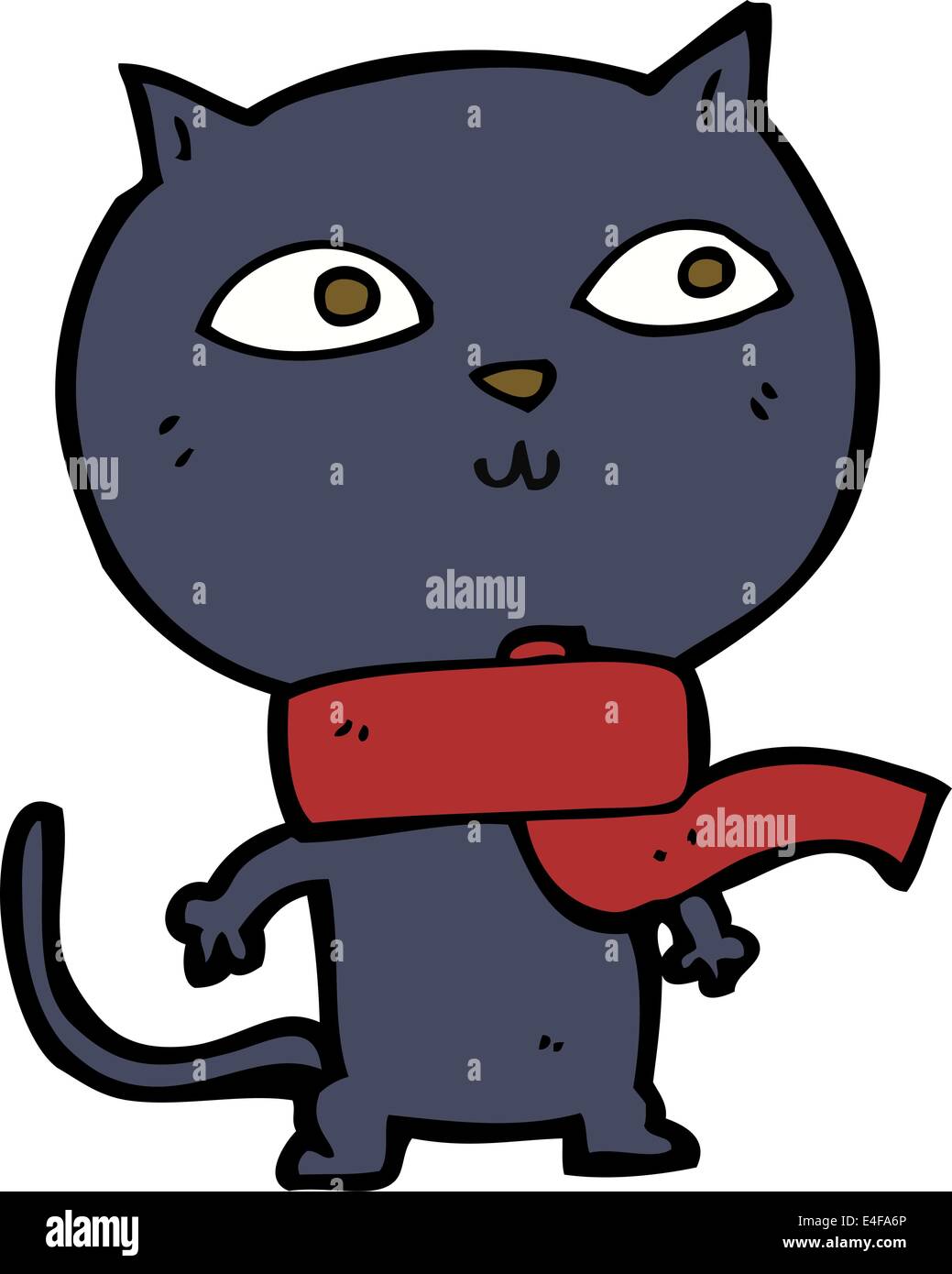 cartoon black cat wearing scarf Stock Vector Image & Art - Alamy