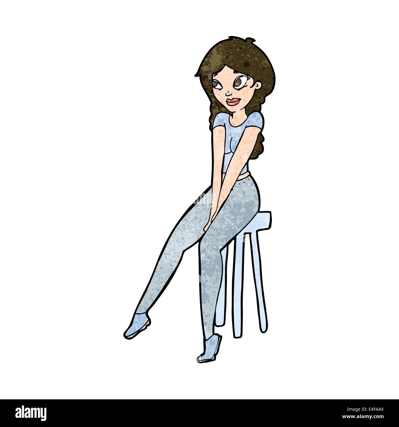 Girl sitting on stool Stock Vector Images - Alamy