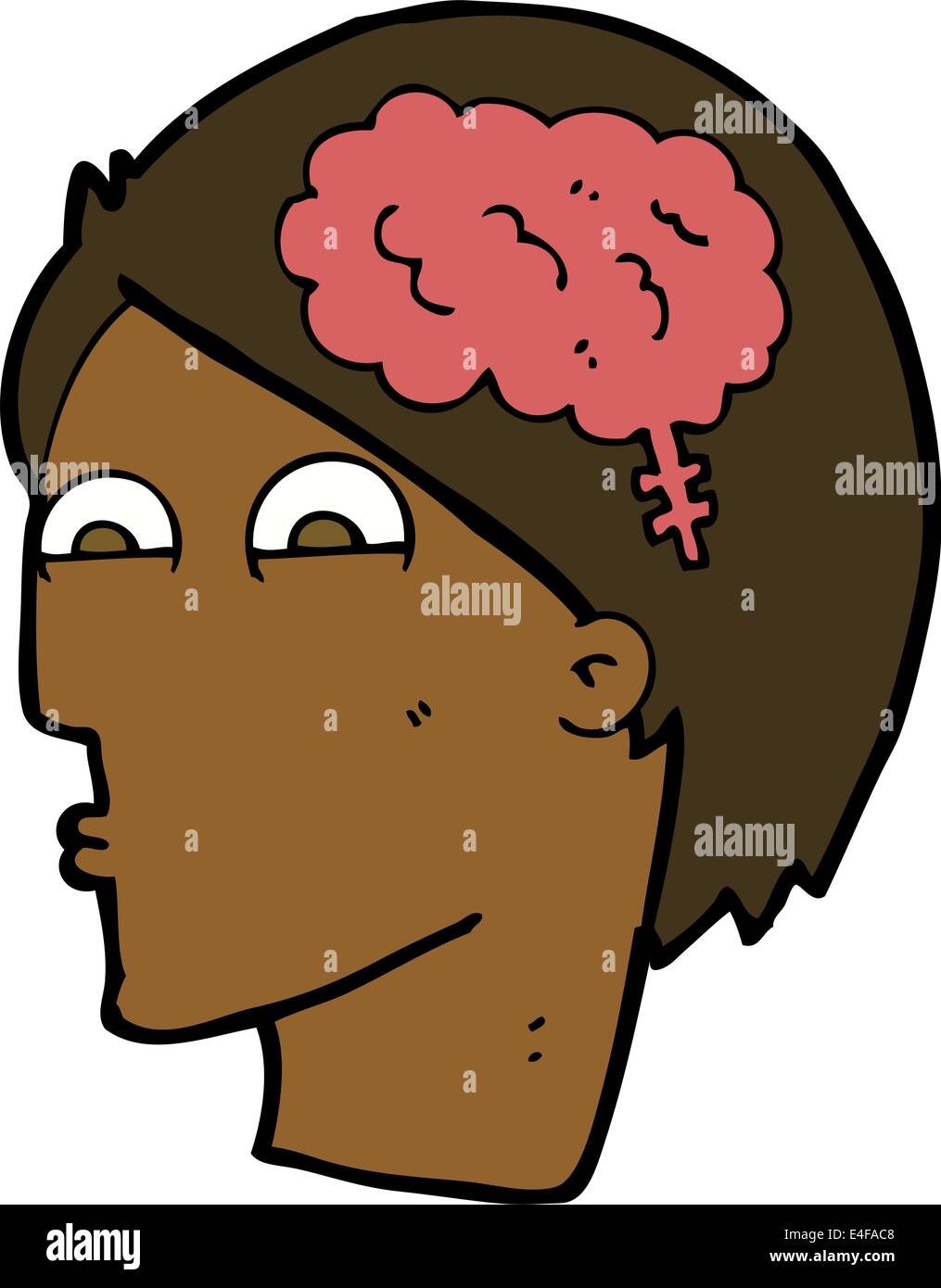 cartoon head with brain symbol Stock Vector Image & Art - Alamy