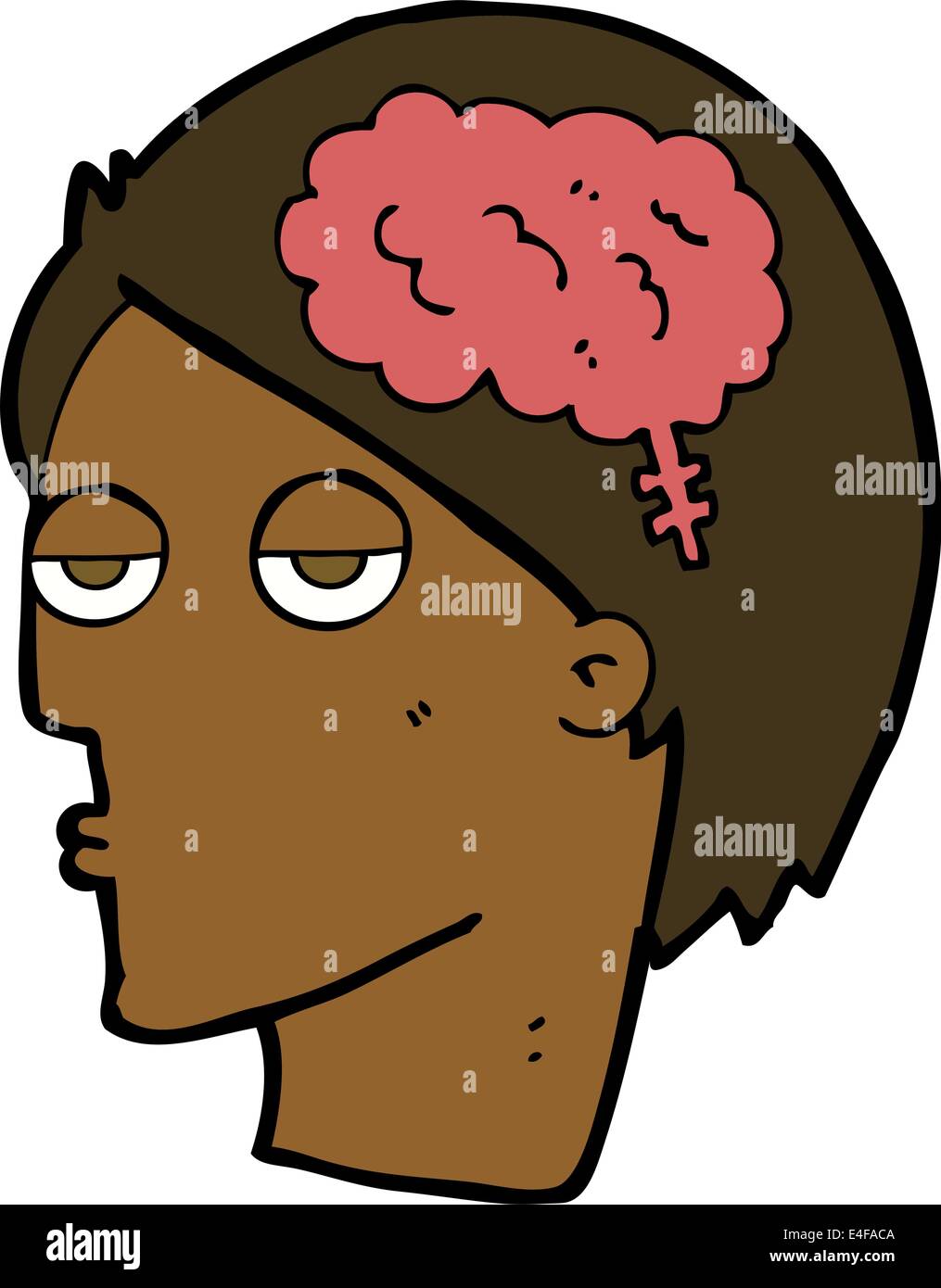 cartoon head with brain symbol Stock Vector Image & Art - Alamy