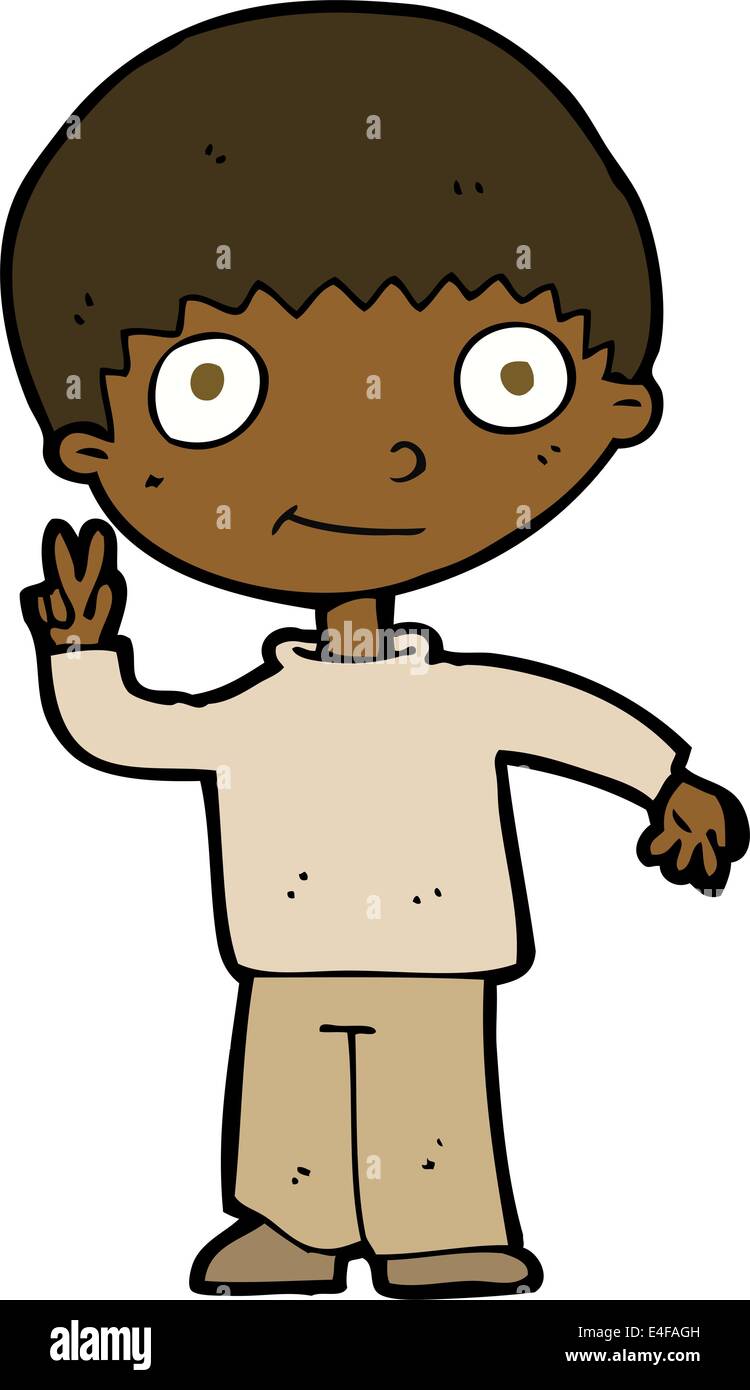 cartoon boy giving peace sign Stock Vector Image & Art - Alamy