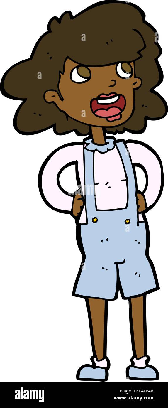cartoon woman in dungarees Stock Vector Image & Art - Alamy