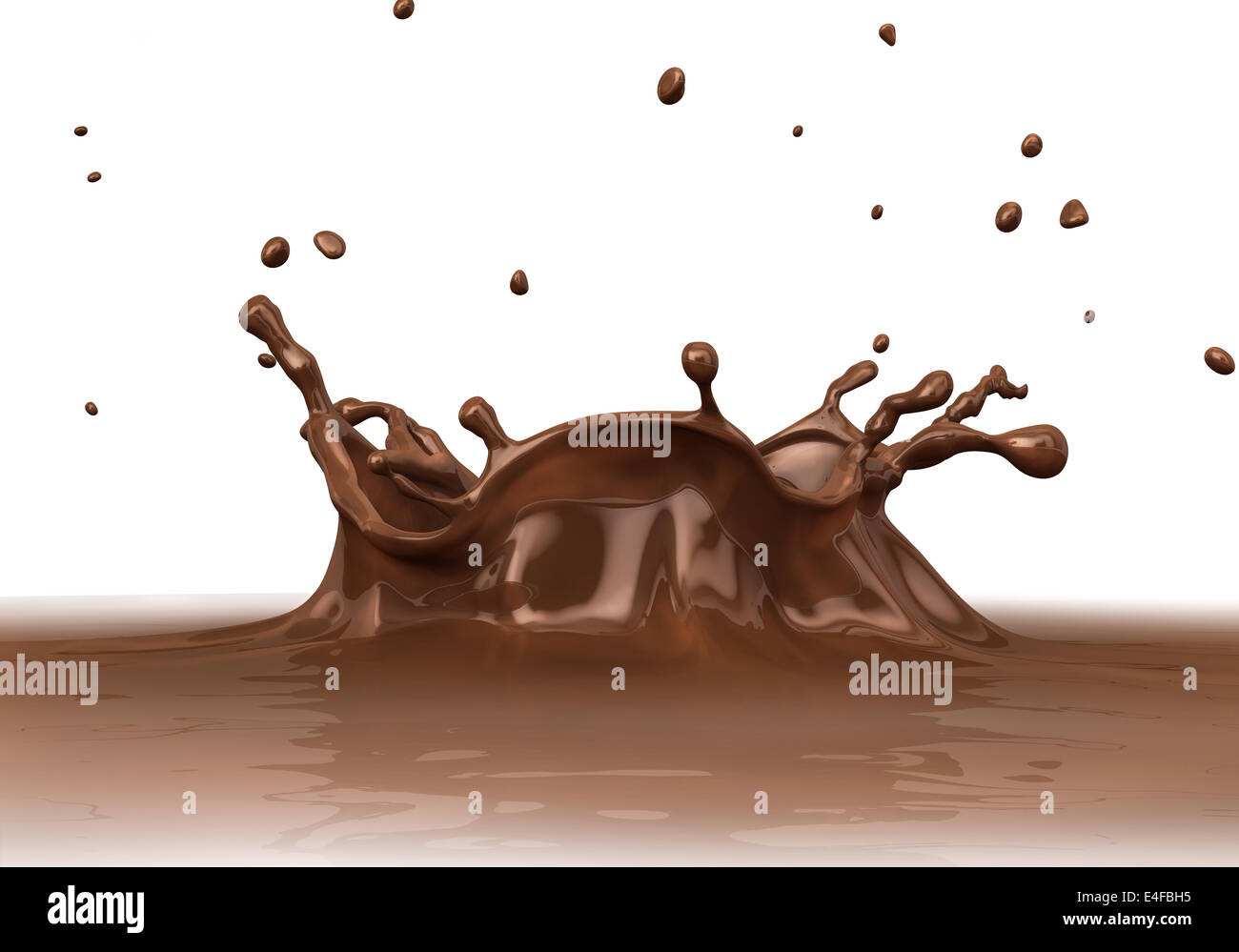 Liquid Chocolate splash close up. Side view, on white background ...