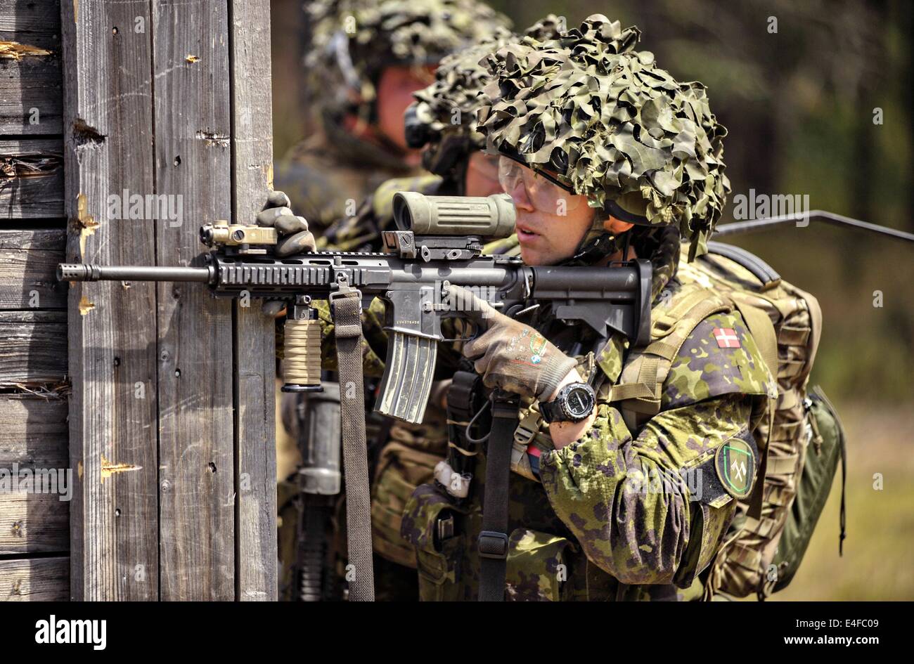Danish infantry soldiers during NATO live-fire exercises at the Joint ...