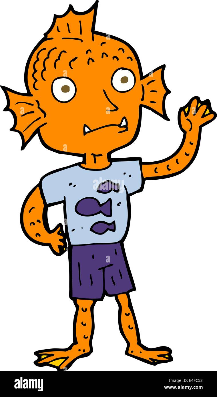 Cartoon waving fish boy hi-res stock photography and images - Alamy
