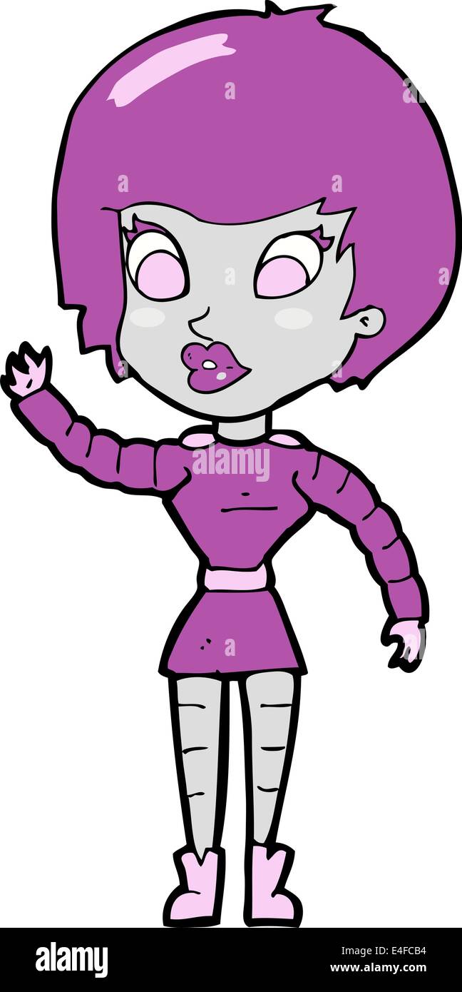 cartoon robot woman waving Stock Vector Image & Art - Alamy