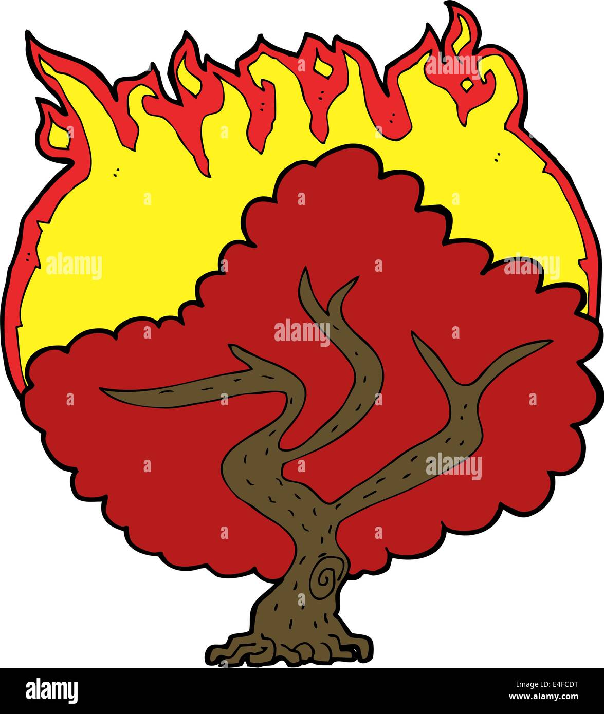 Comic Cartoon Tree On Fire Stock Illustration Image Of