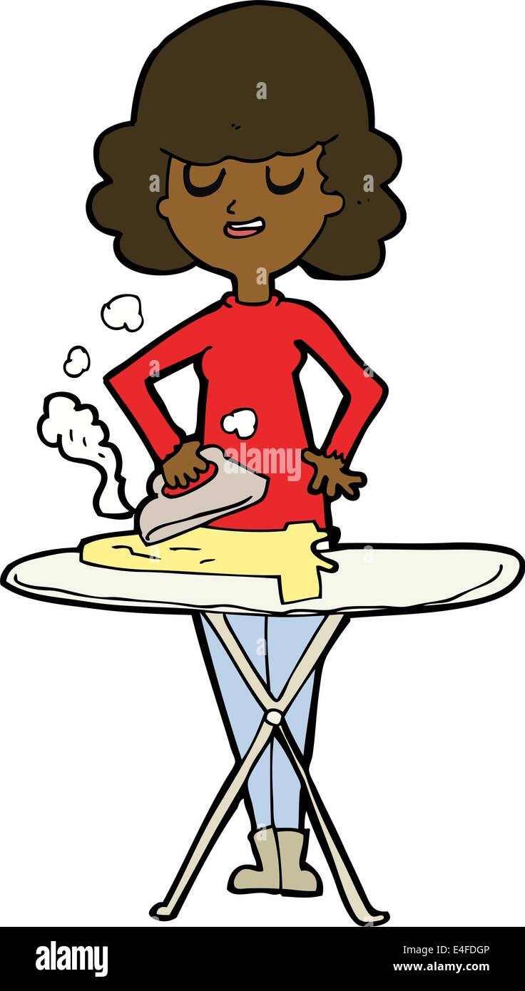 cartoon woman ironing Stock Vector Image & Art - Alamy