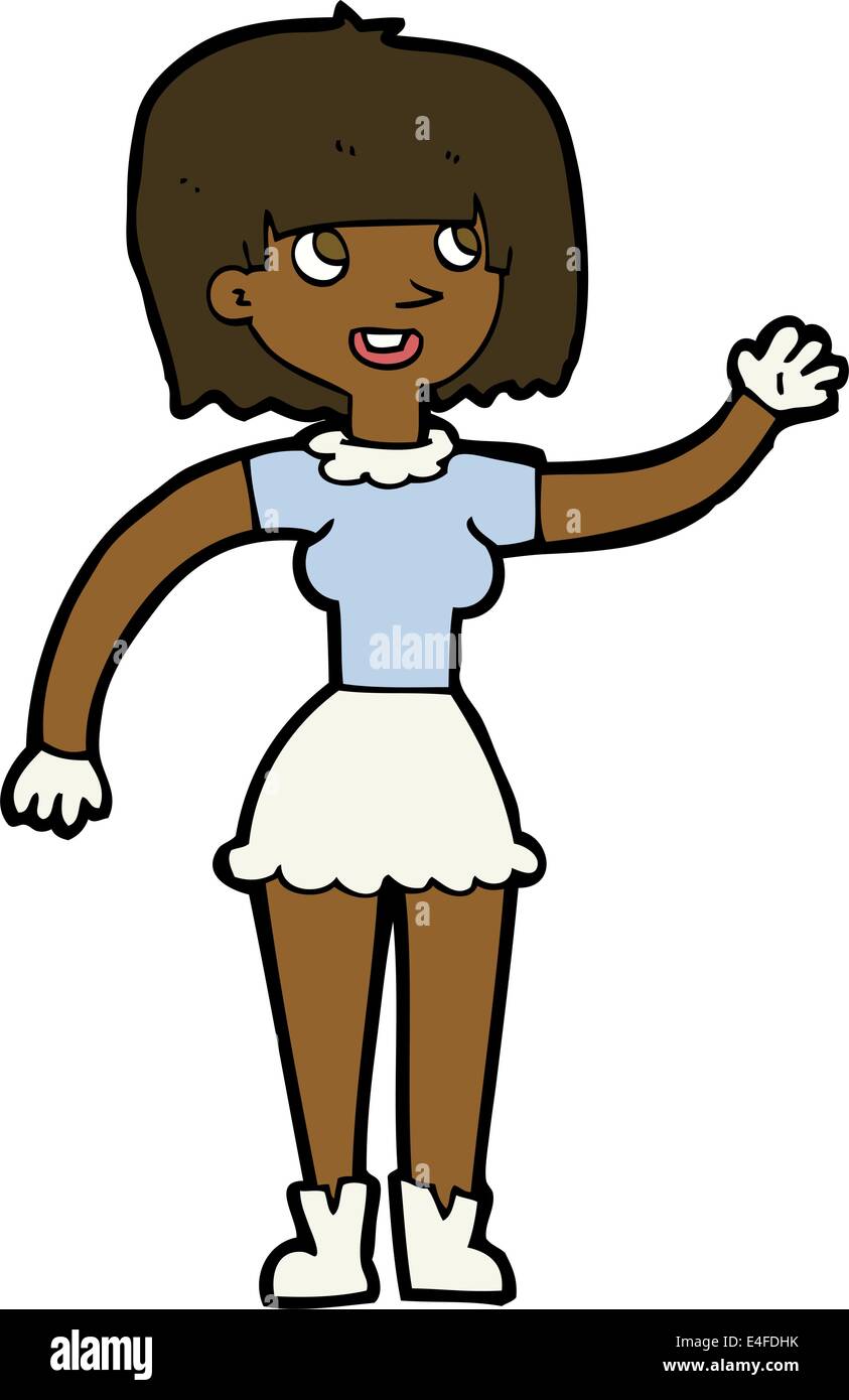 cartoon girl waving Stock Vector Image & Art - Alamy