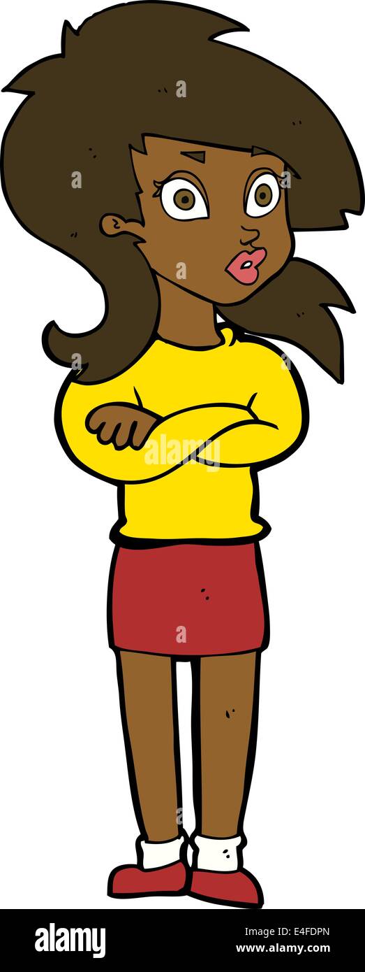 cartoon woman with folded arms Stock Vector Image & Art - Alamy