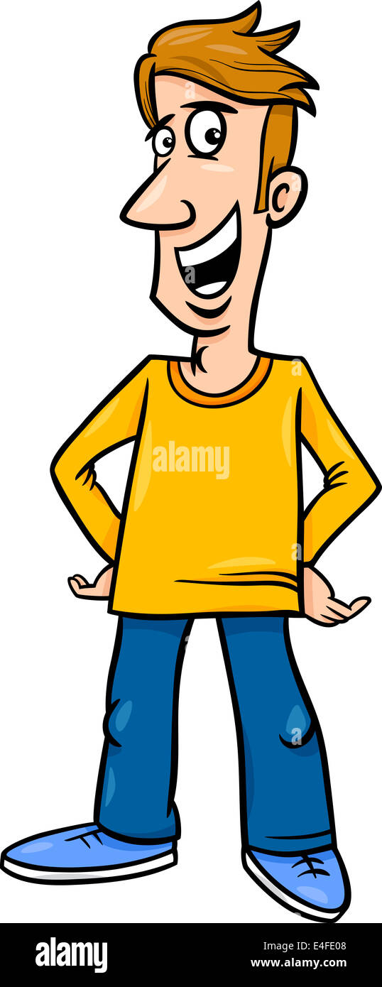 Cartoon illustration of Funny Cheerful Man Stock Photo - Alamy