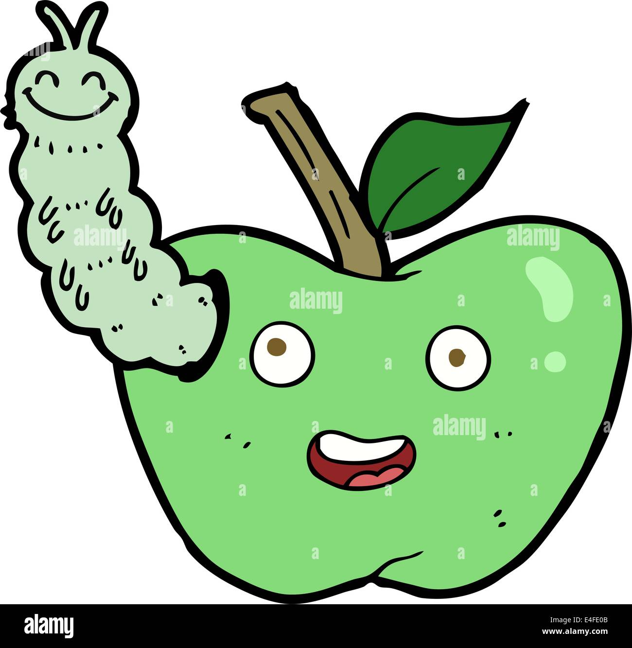 cartoon apple with bug Stock Vector Image & Art - Alamy