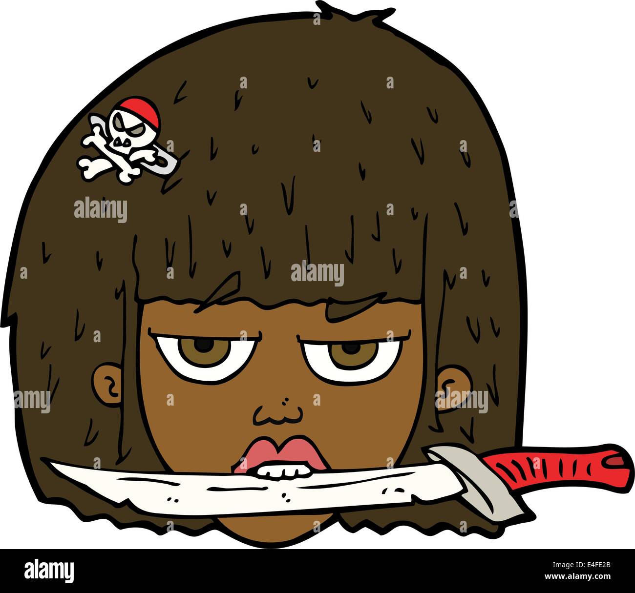 cartoon woman holding knife between teeth Stock Vector Image & Art - Alamy