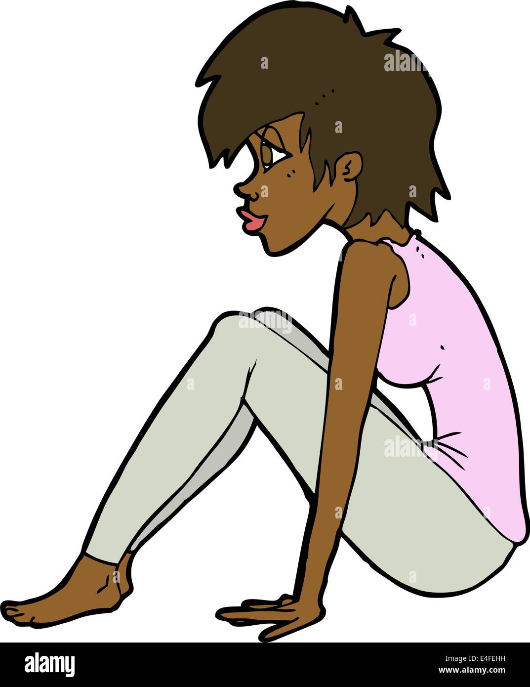 cartoon woman sitting Stock Vector Image & Art - Alamy