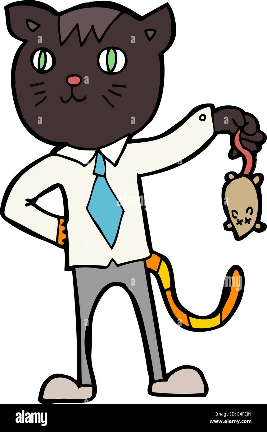 cartoon business cat with dead mouse Stock Vector Image & Art - Alamy