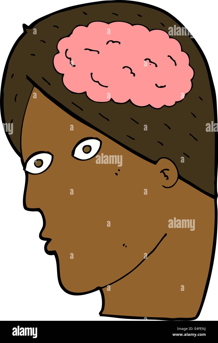 cartoon head with brain symbol Stock Vector Image & Art - Alamy