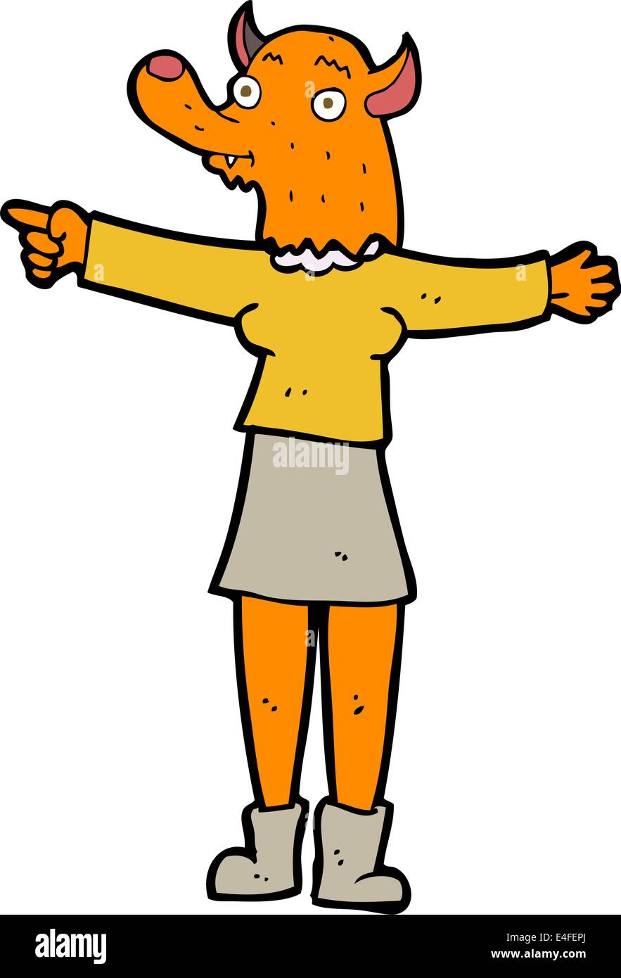 cartoon pointing fox woman Stock Vector Image & Art - Alamy