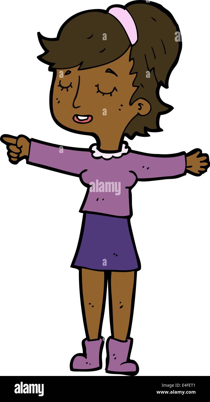 cartoon happy woman pointing Stock Vector Image & Art - Alamy