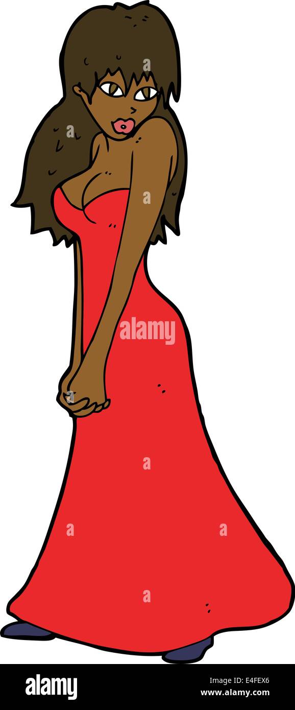 cartoon pretty woman in dress Stock Vector Image & Art - Alamy