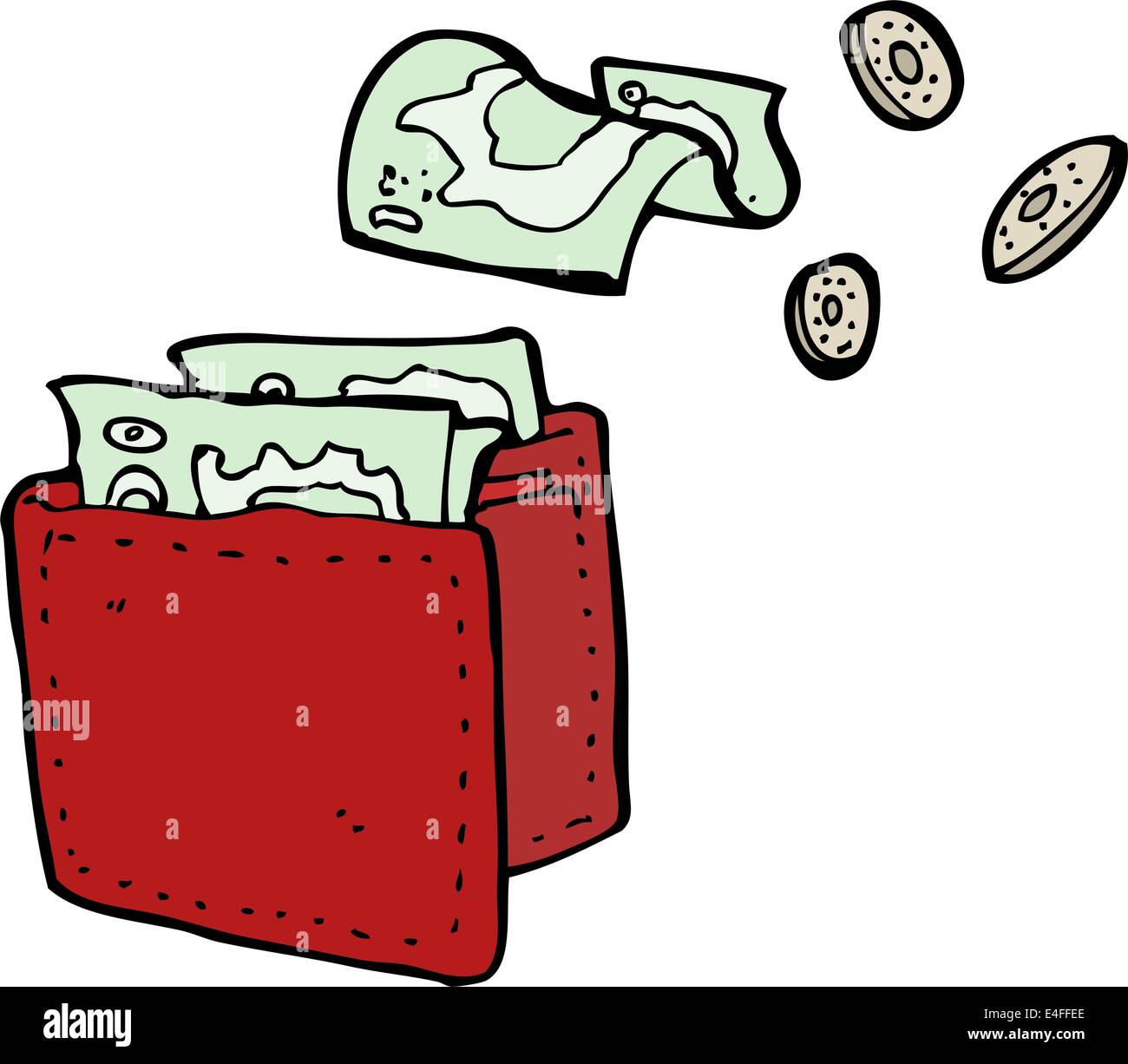cartoon wallet spilling money Stock Vector Image & Art - Alamy
