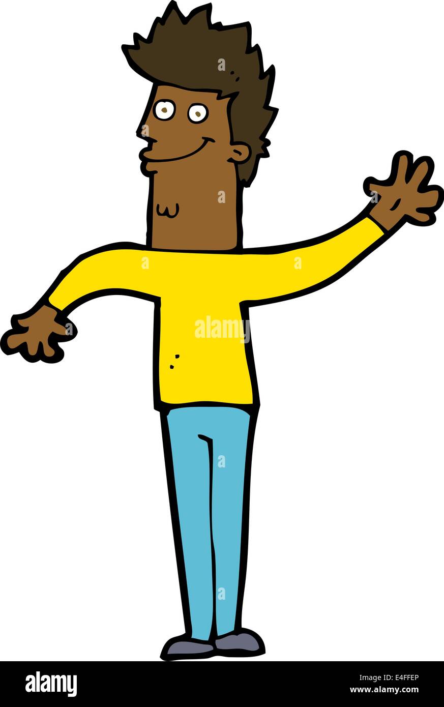 cartoon happy waving man Stock Vector Image & Art - Alamy