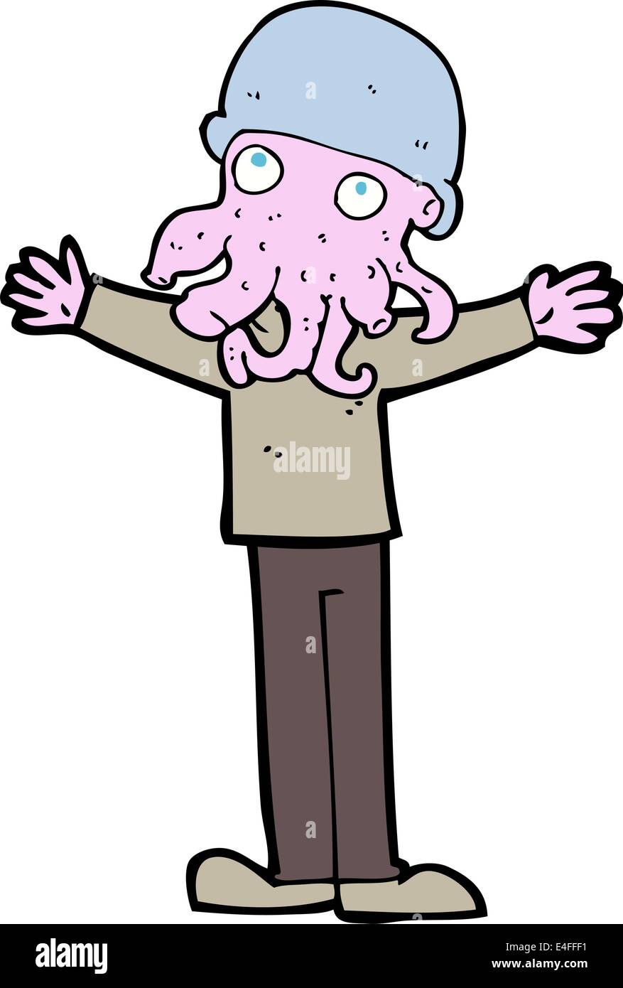 cartoon alien squid face man Stock Vector Image & Art - Alamy