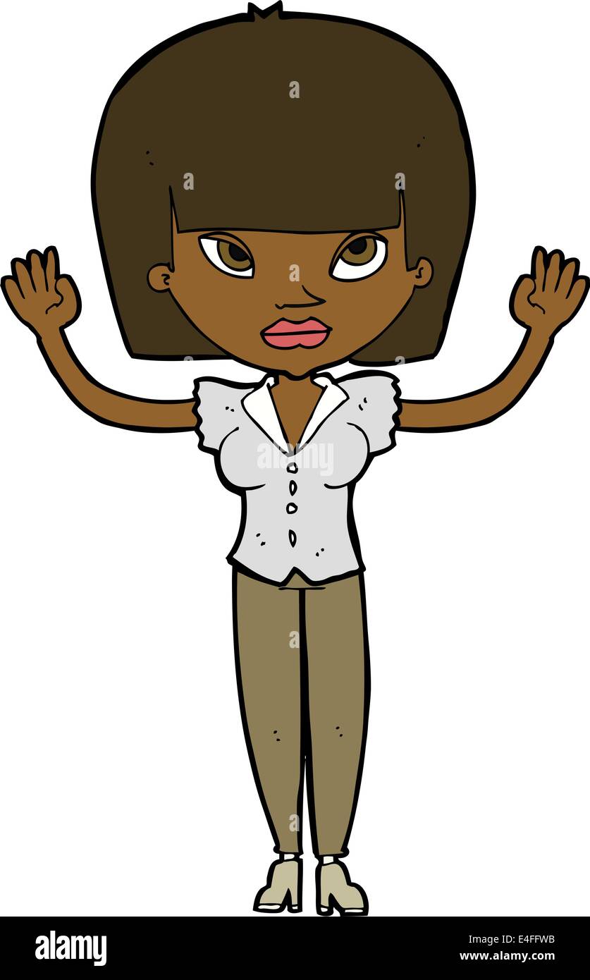 cartoon woman with raised hands Stock Vector Image & Art - Alamy