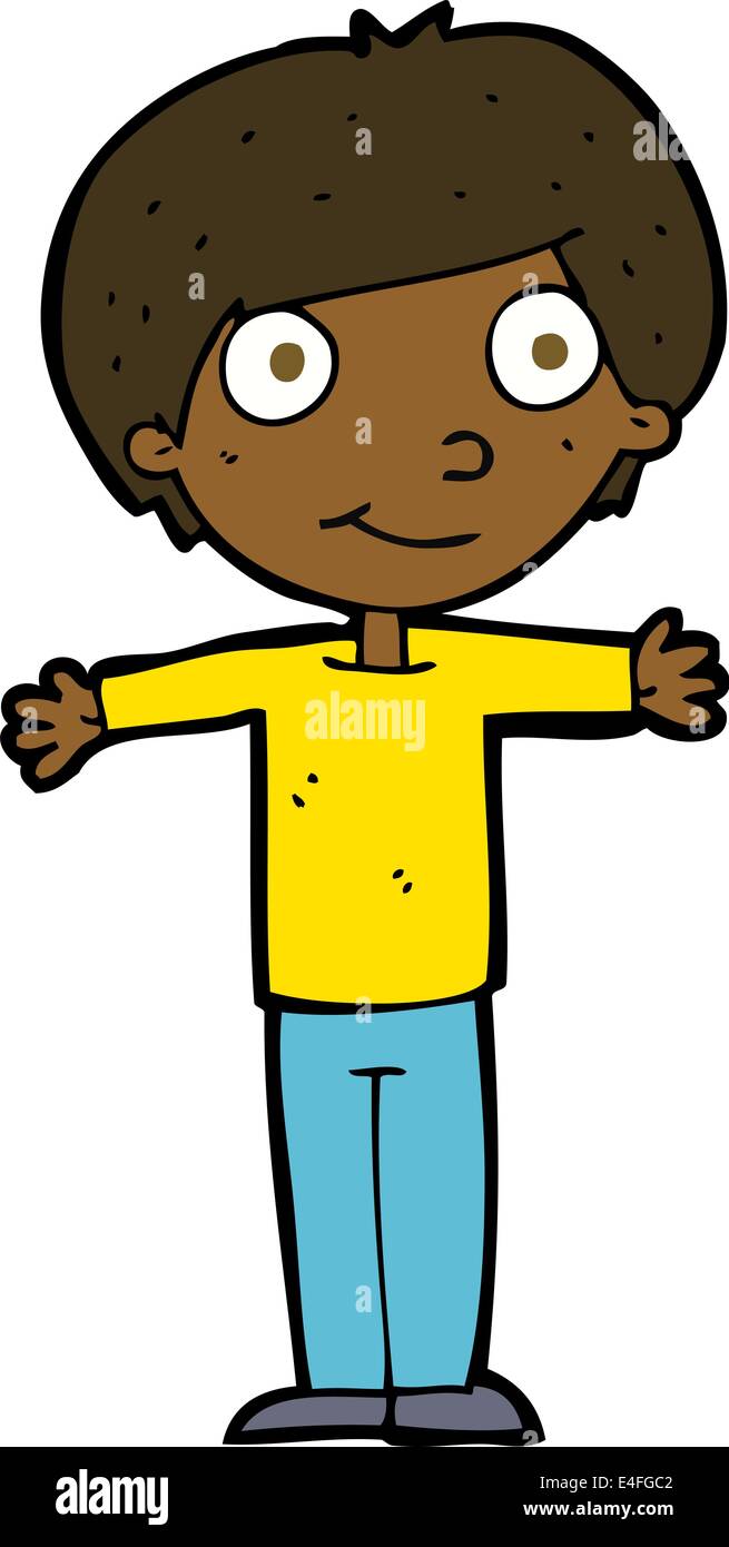 cartoon happy boy with open arms Stock Vector Image & Art - Alamy