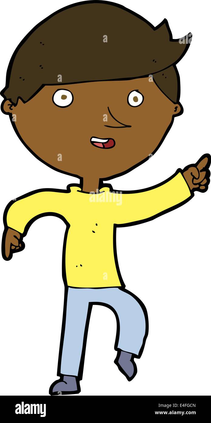 cartoon happy boy pointing Stock Vector Image & Art - Alamy