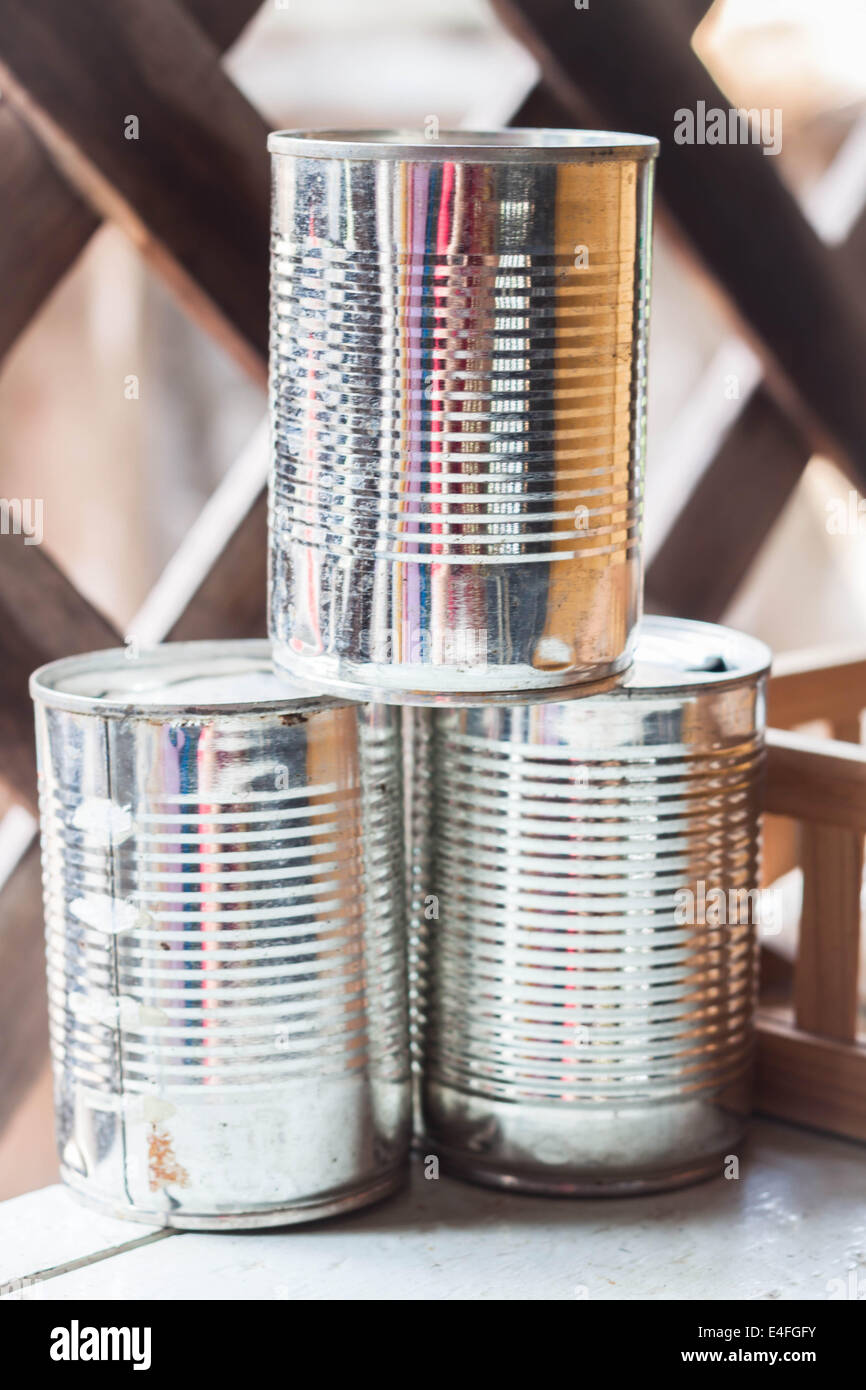 Group of empty metal recycling cans Stock Photo - Alamy