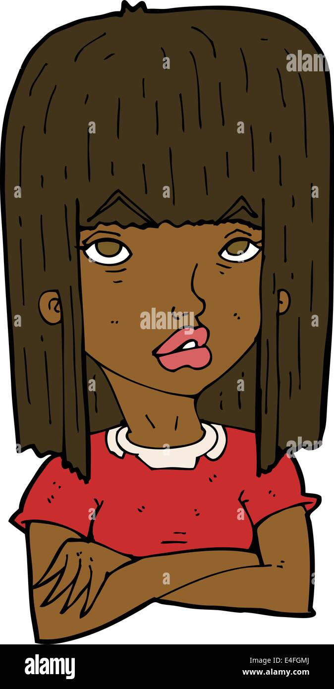 cartoon girl with folded arms Stock Vector Image & Art - Alamy
