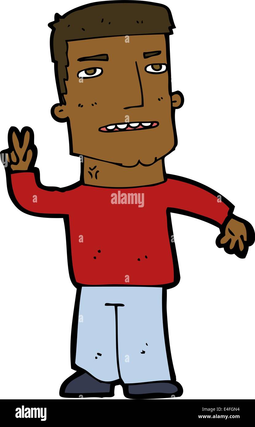 cartoon man giving peace sign Stock Vector Image & Art - Alamy