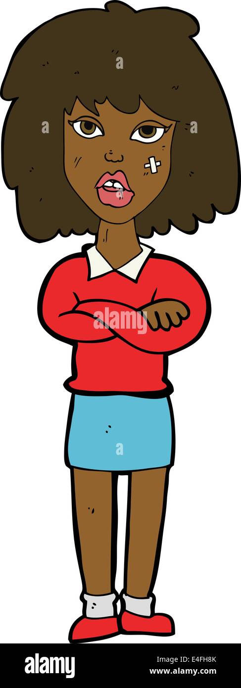 cartoon tough woman with folded arms Stock Vector Image & Art - Alamy