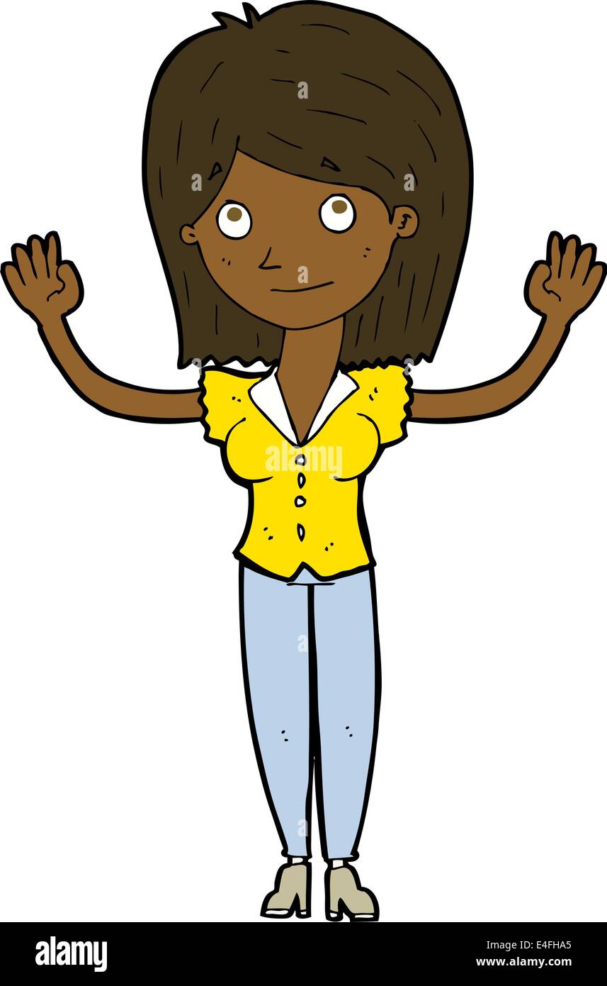 cartoon woman holding up hands Stock Vector Image & Art - Alamy