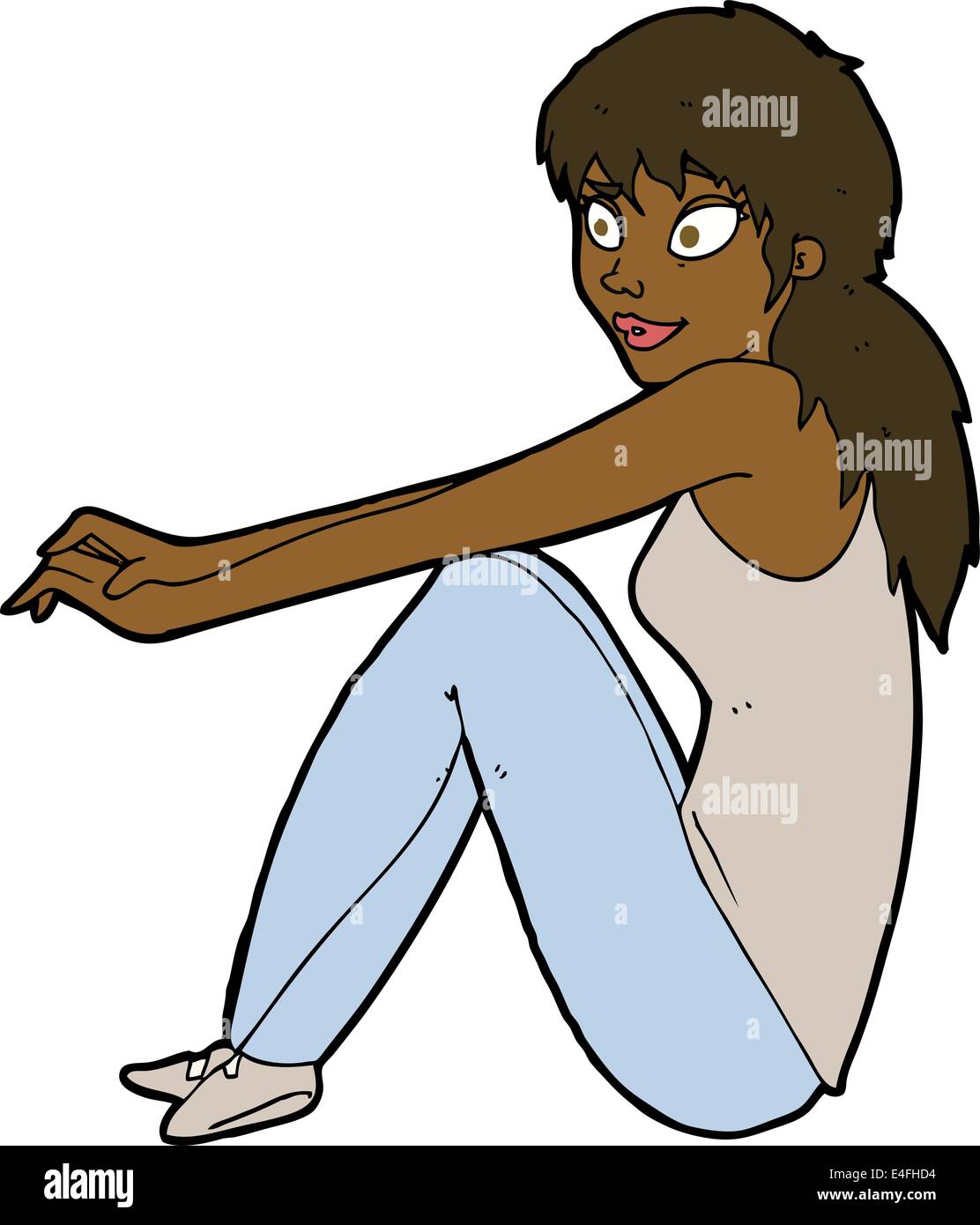 cartoon happy woman sitting Stock Vector Image & Art - Alamy