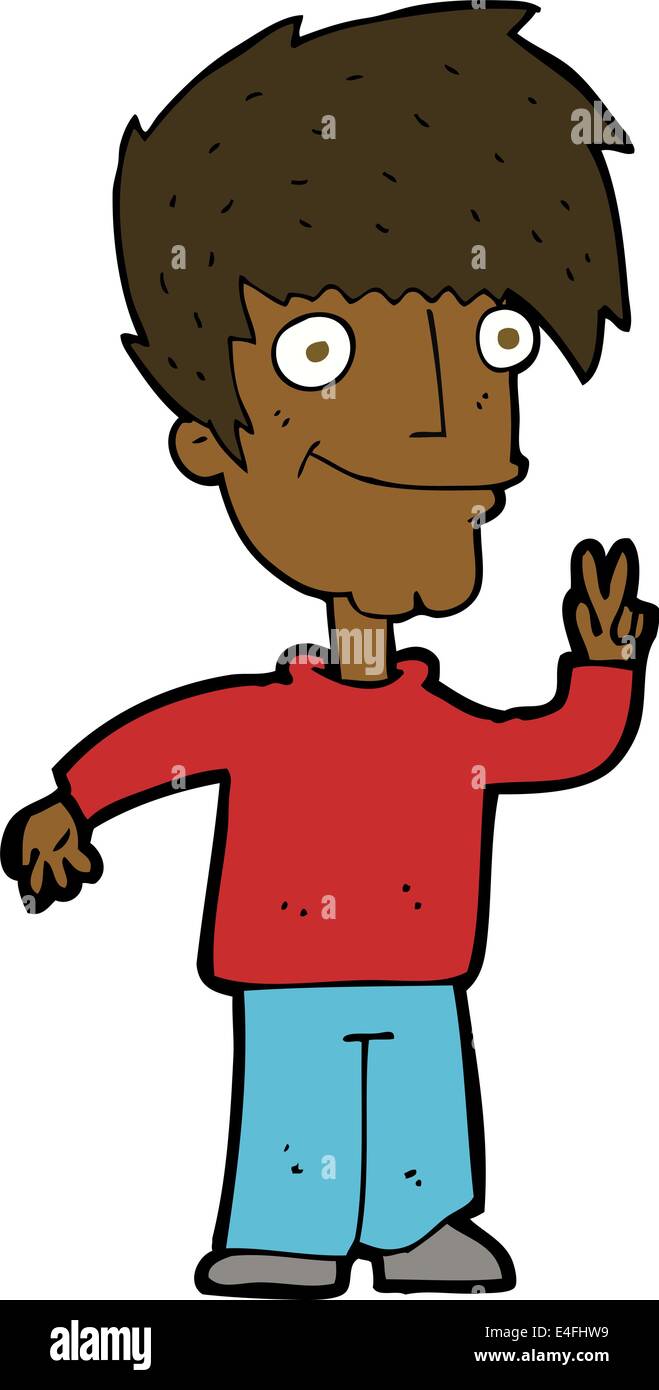 cartoon man giving peace sign Stock Vector Image & Art - Alamy