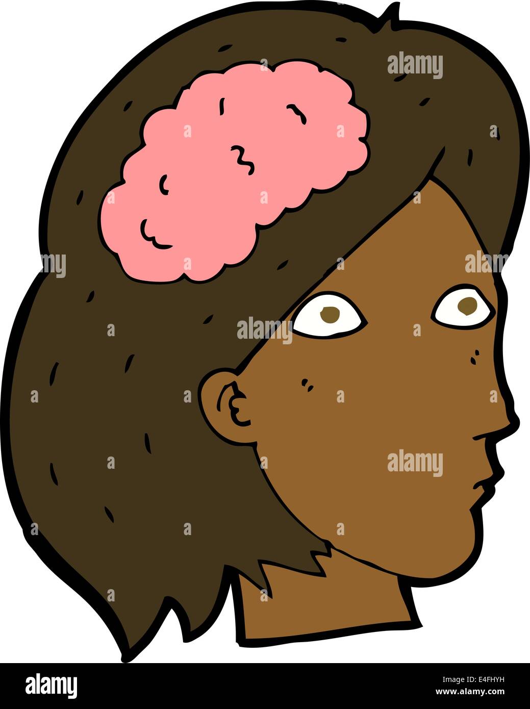 cartoon female head with brain symbol Stock Vector Image & Art - Alamy