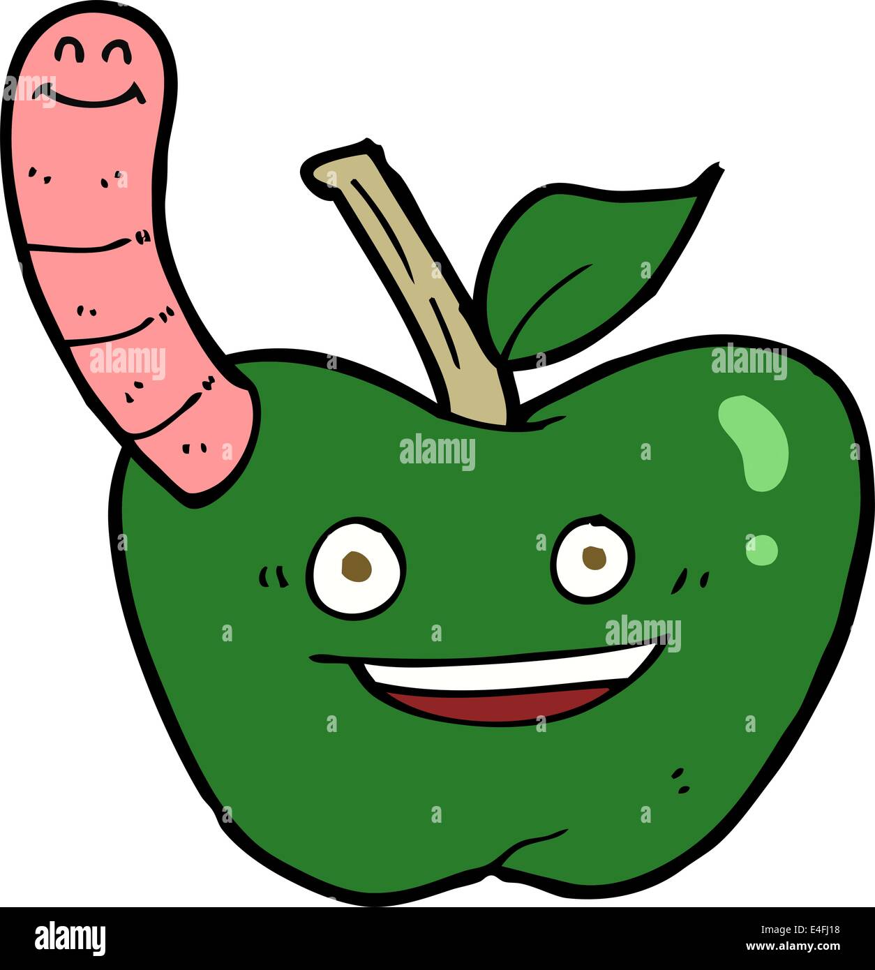 cartoon apple with worm Stock Vector Image & Art - Alamy