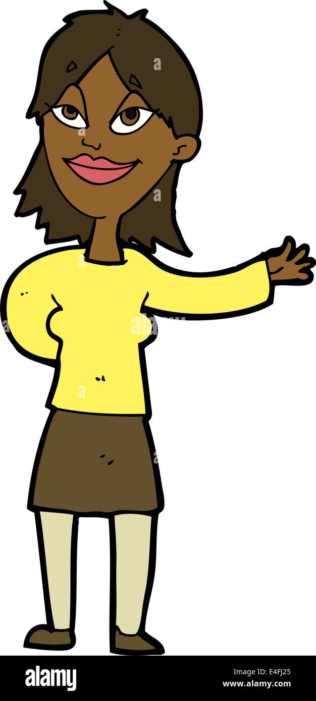 cartoon woman gesture to show something Stock Vector Image & Art - Alamy