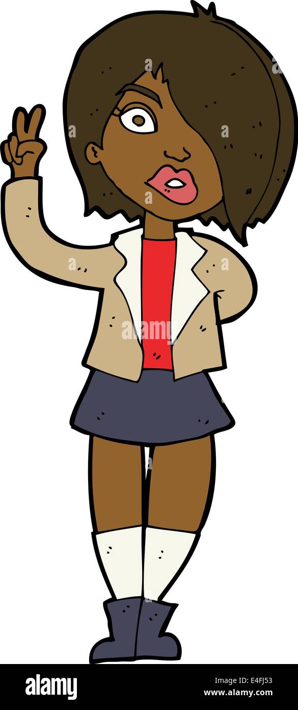cartoon cool girl giving peace sign Stock Vector Image & Art - Alamy
