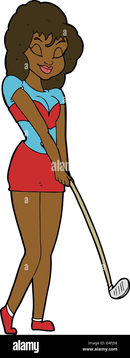 cartoon woman playing golf Stock Vector Image & Art - Alamy