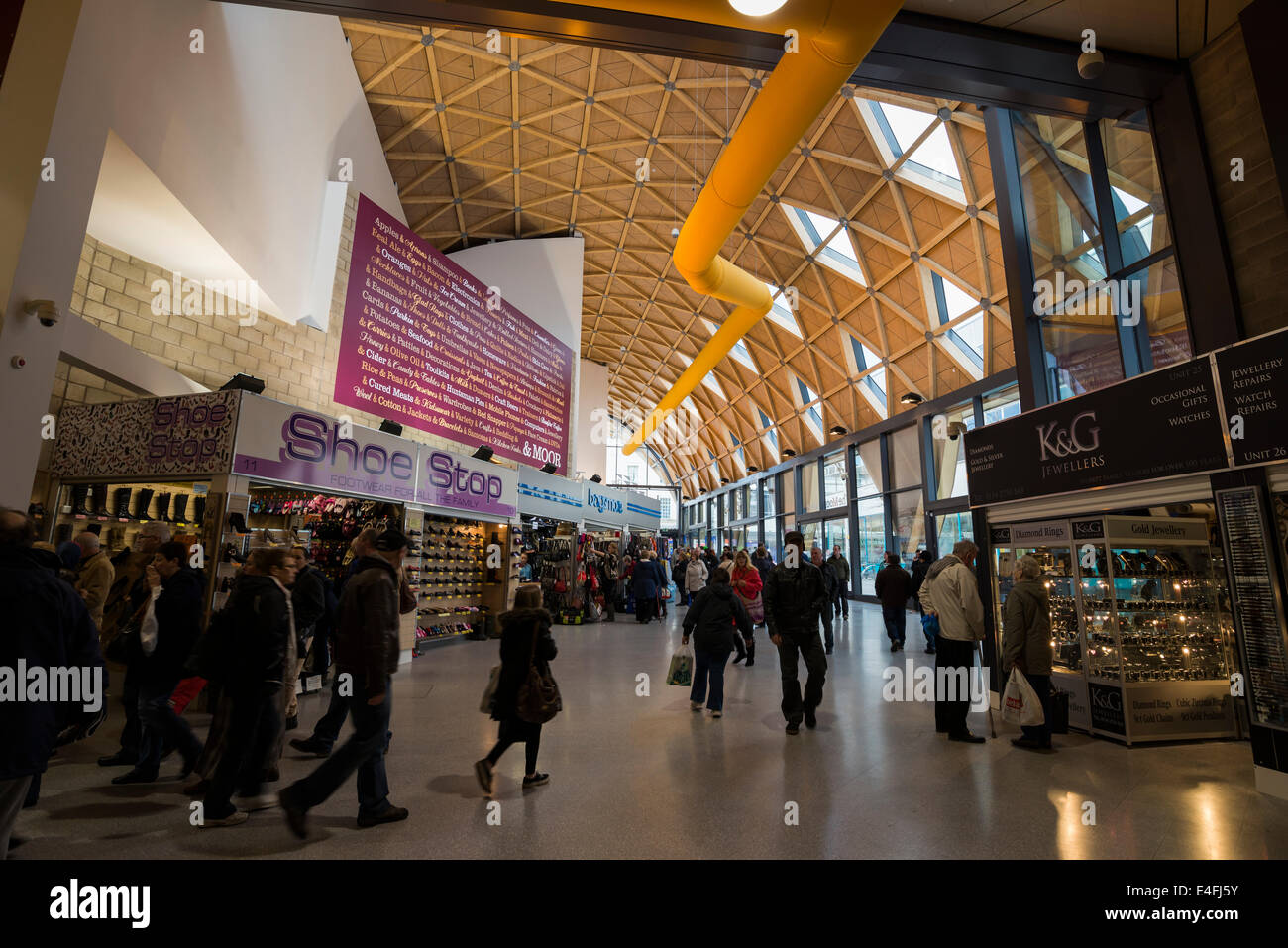 Interior of Sheffield's new Moor Market hall South Yorkshire England ...
