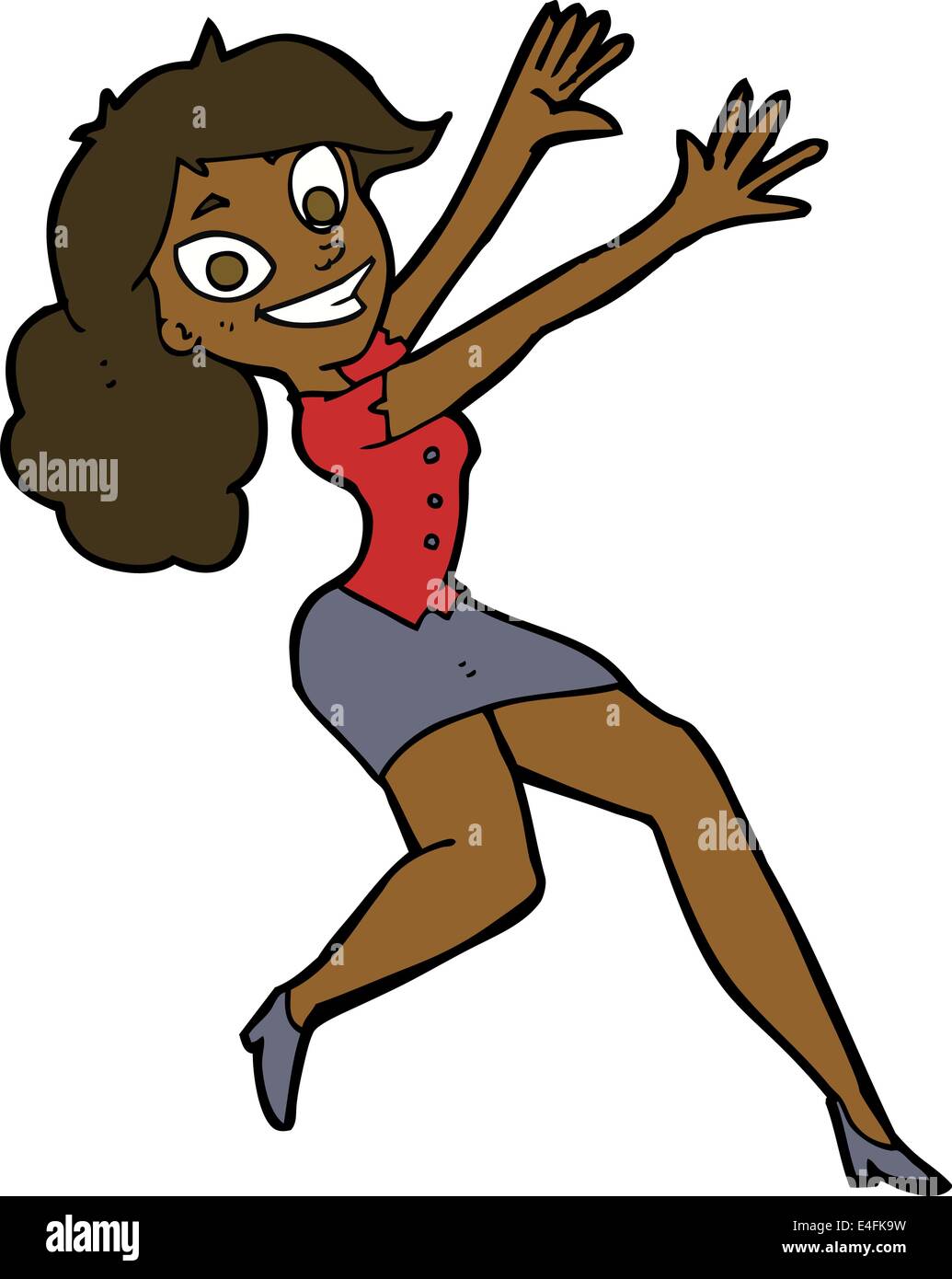 cartoon happy woman jumping Stock Vector Image & Art - Alamy