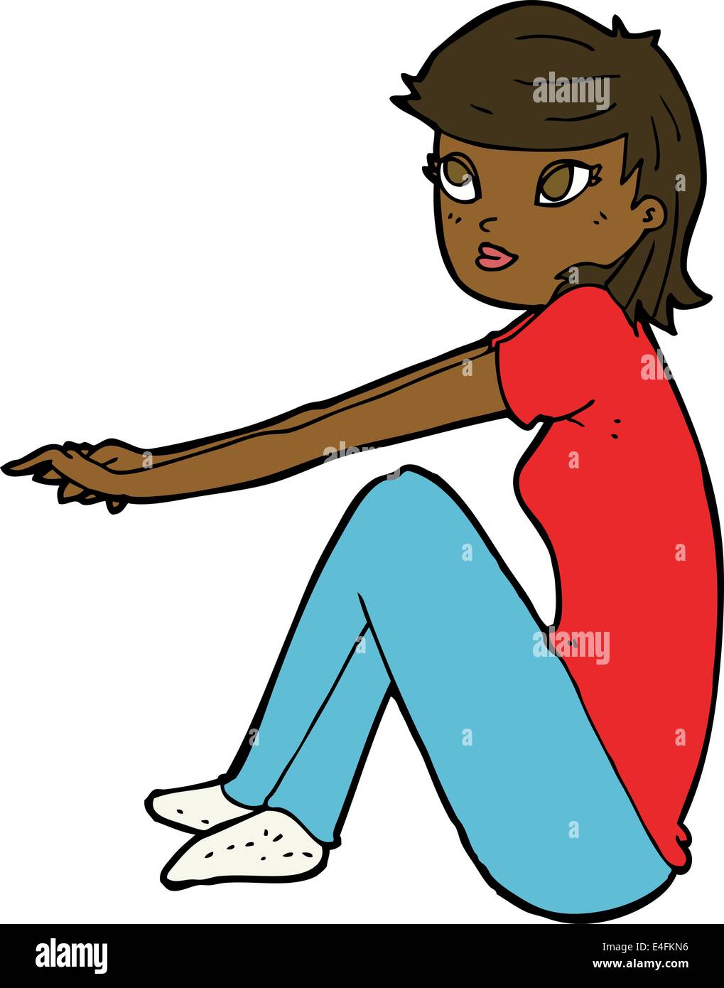 cartoon pretty girl sitting Stock Vector Image & Art - Alamy