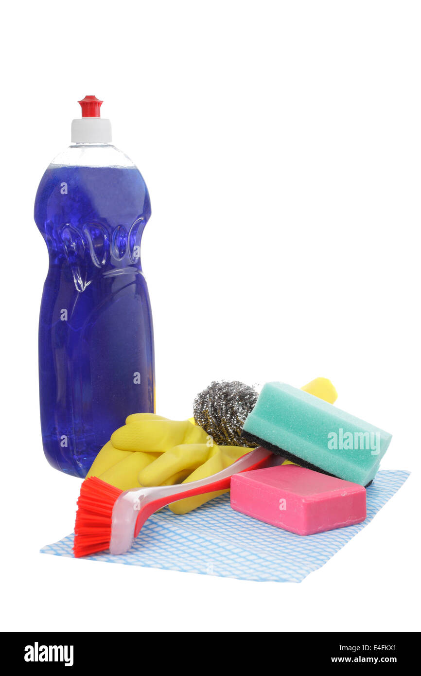 Objects group of cleaning isolated on white background Stock Photo - Alamy
