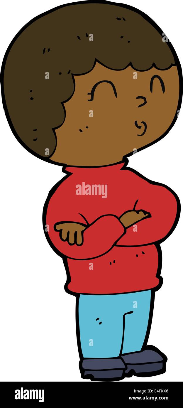 cartoon boy with folded arms Stock Vector Image & Art - Alamy
